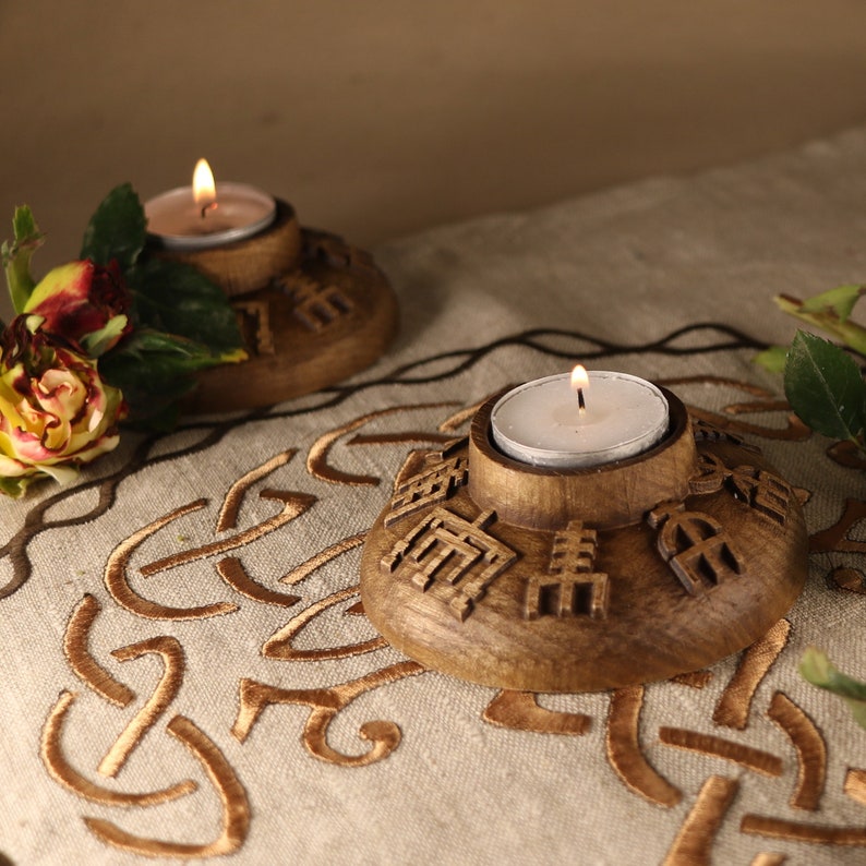 Viking Decor Wooden Candle Holder Viking Candle Holder - Etsy