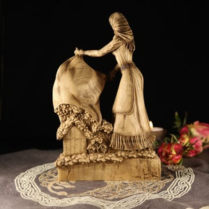 Frau Holle Statue: Ash Wood Germanic Winter Goddess Decor - Etsy