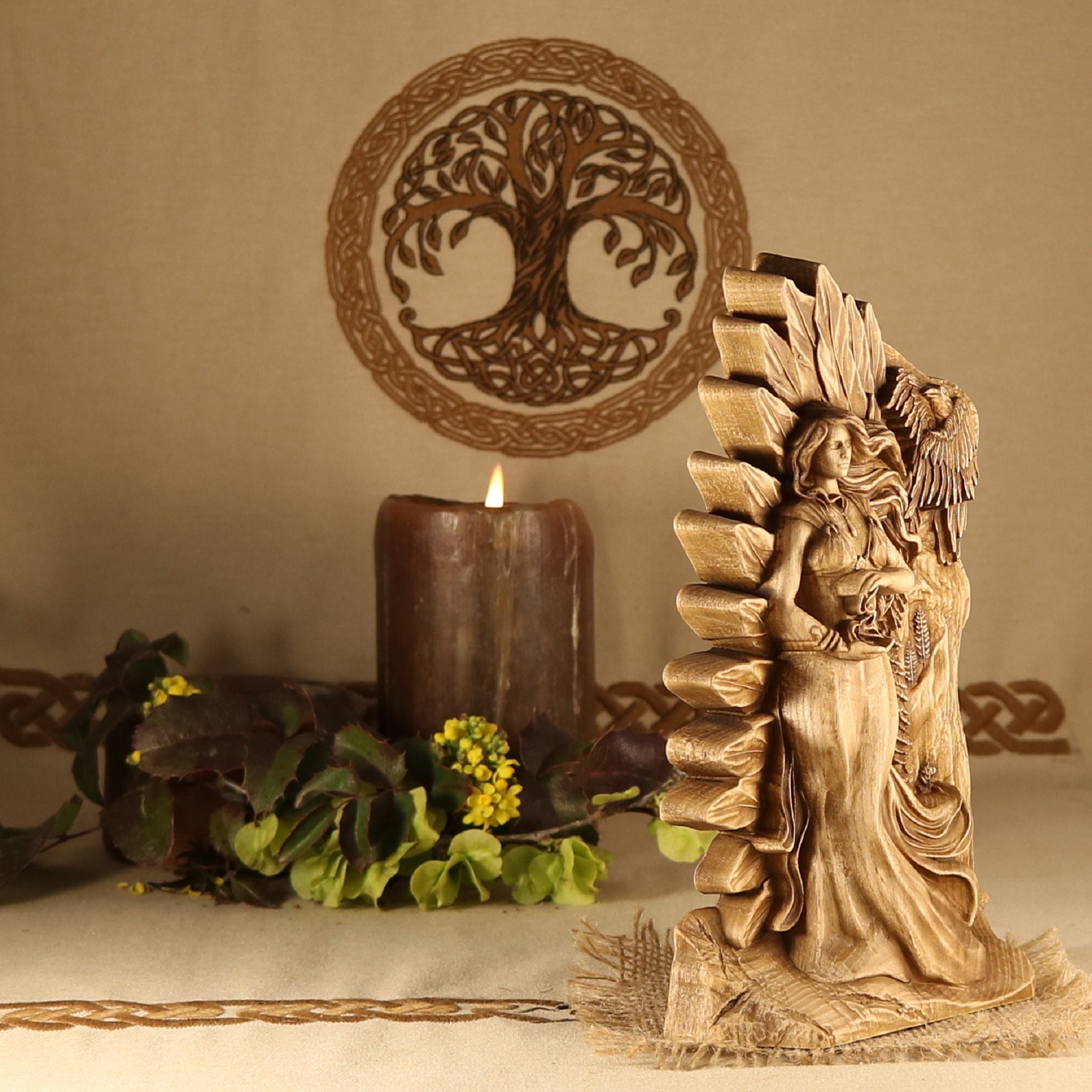 The Morrigan Statue Goddess Statue Altar Decor Wooden - Etsy UK