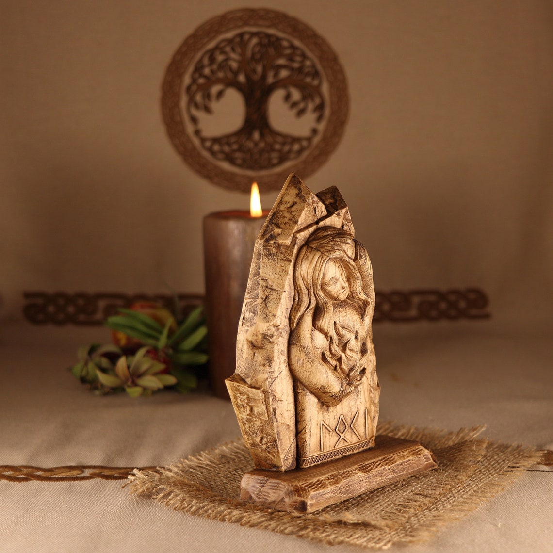 Loki Statue Wooden Altar Statue Wood Sculpture Art Wood - Etsy