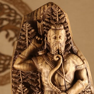 Hand Carved Statue Vali God, Wooden Statue Viking Figurine for ...