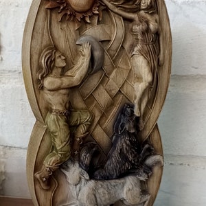 Hati and Skoll Wood Carving: Norse Gods Sculpture - Etsy