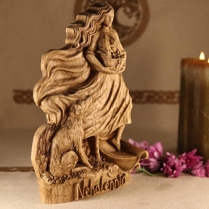 Nehalennia Statue: Celtic Sea Goddess, Wooden Pagan Art - Etsy