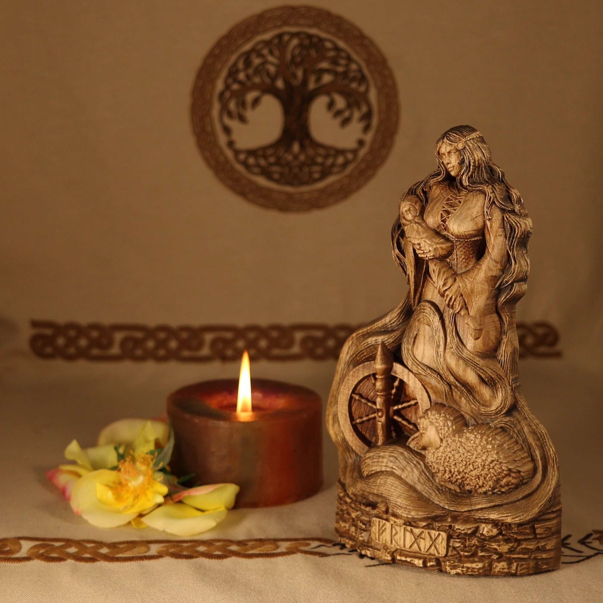 Frigg Goddess Statue Odin Statue Wood Carving Viking Wood - Etsy Australia