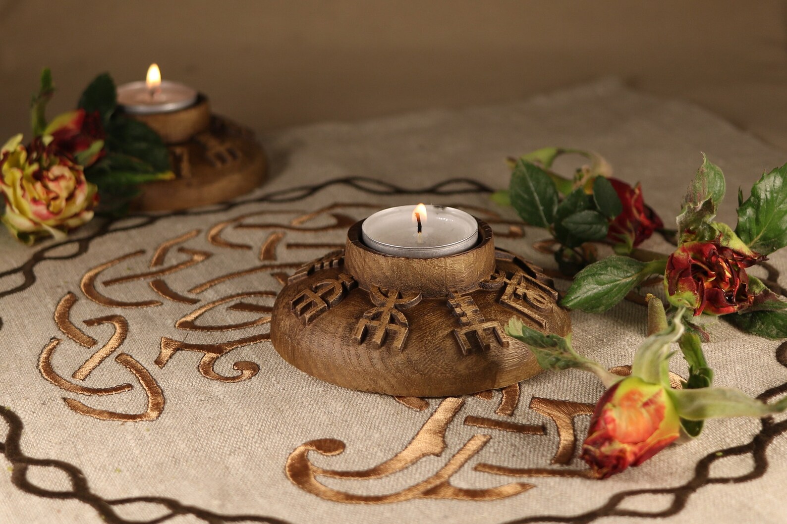 Viking Decor Wooden Candle Holder Viking Candle Holder - Etsy