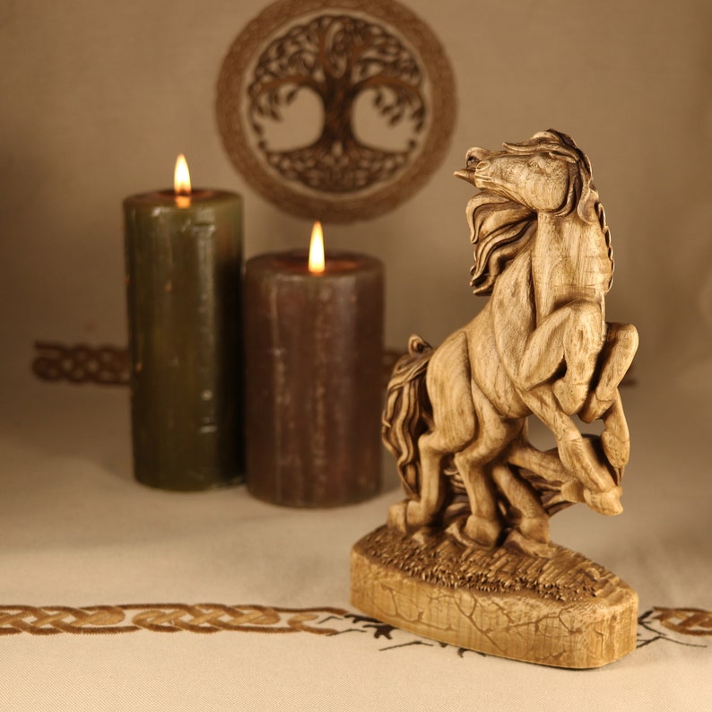 Sleipnir Statue: Ash Wood Norse Decor - Etsy