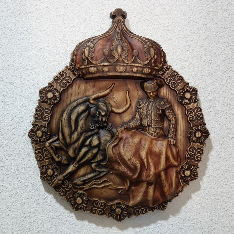 Spanish Decorel Torero Matador Bull Wood Carvings Animals | Etsy