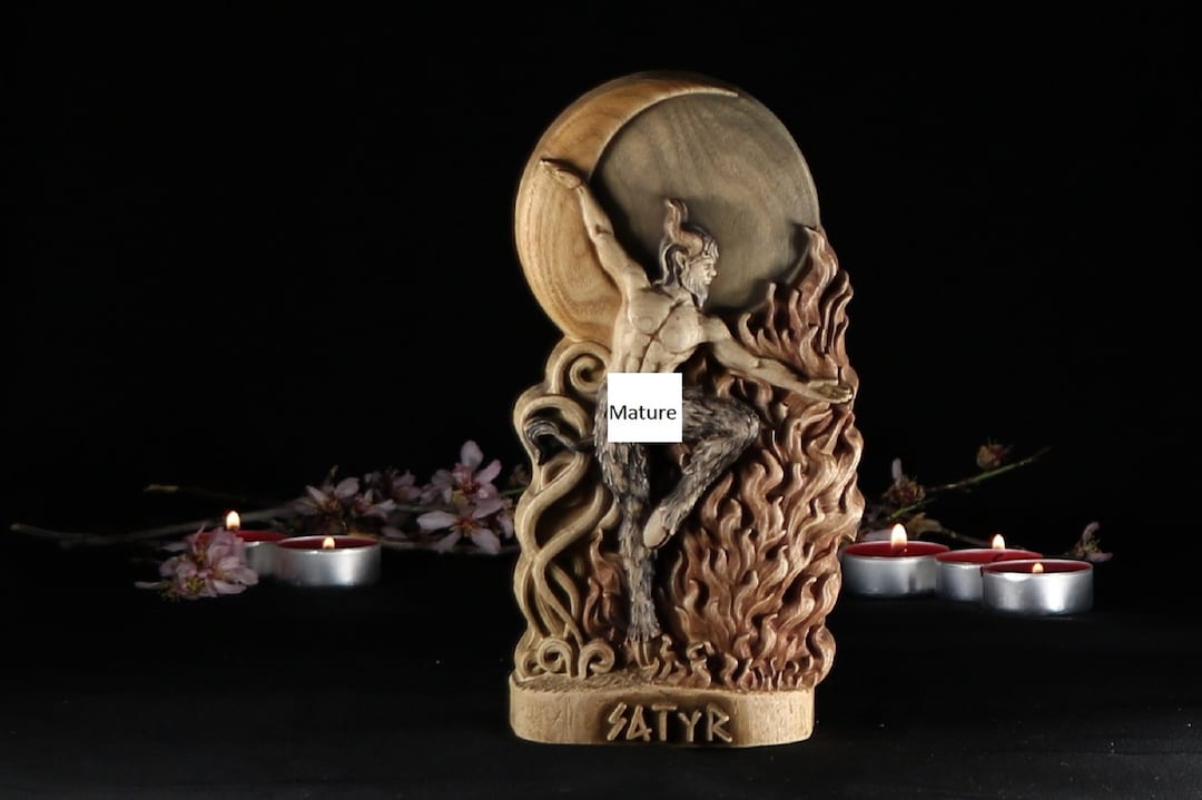 Ash Wood Satyr Statue: Horned God Sculpture, Greek Mythology - Etsy