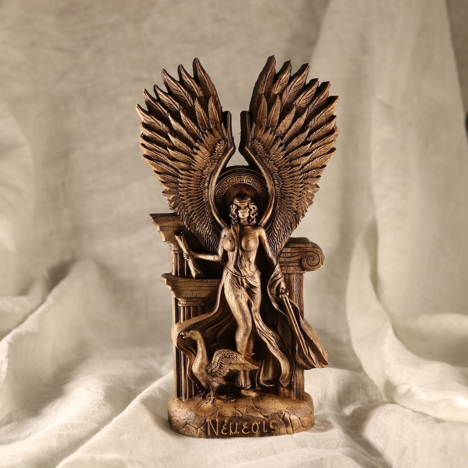 Nemesis Statue: Greek Goddess of Vengeance, Wooden Sculpture - Etsy
