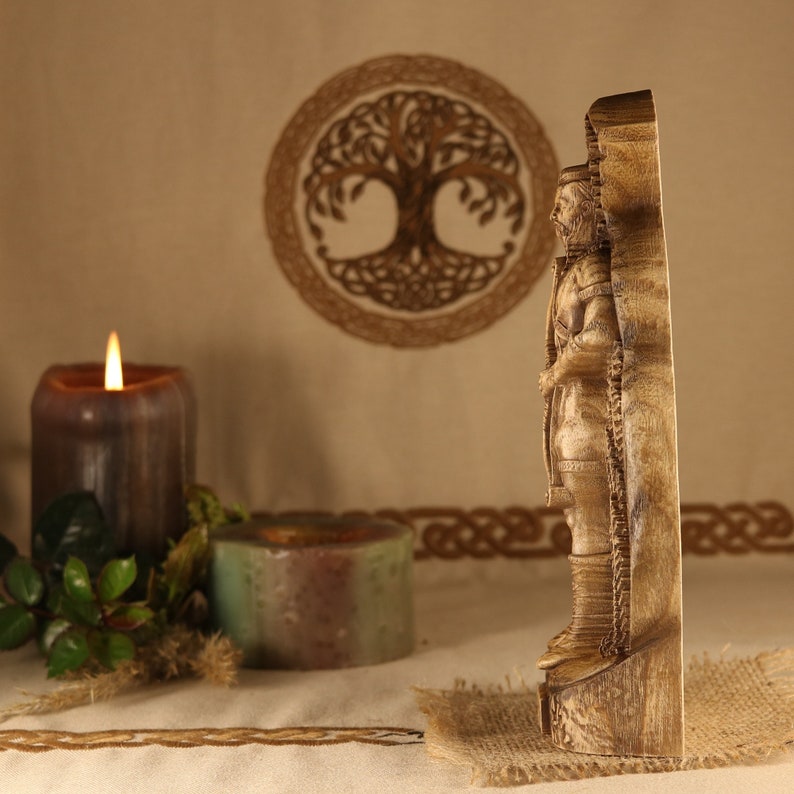 Hand Carved Statue Vali God Wooden Statue Viking Figurine for | Etsy