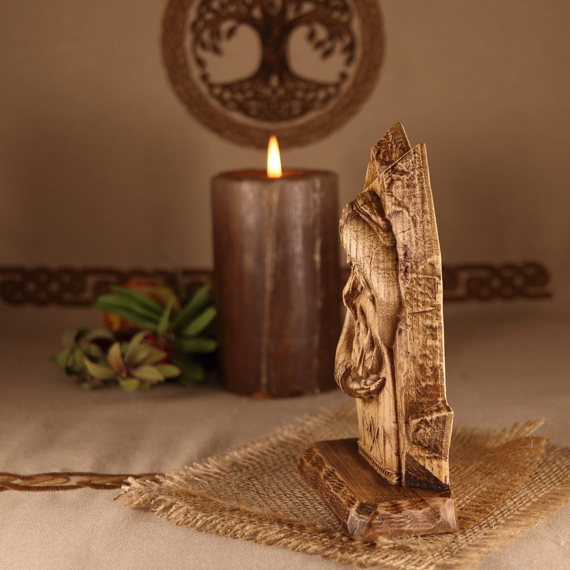 Loki Statue Wooden Altar Statue Wood Sculpture Art Wood - Etsy