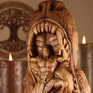 Vidar Statue, Wood Gifts for Men, Handmade Wooden Art - Etsy