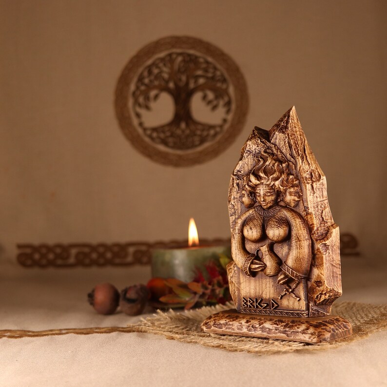 Celtic Decor Goddess Brigid Statue Wood Statue Altar Norse - Etsy