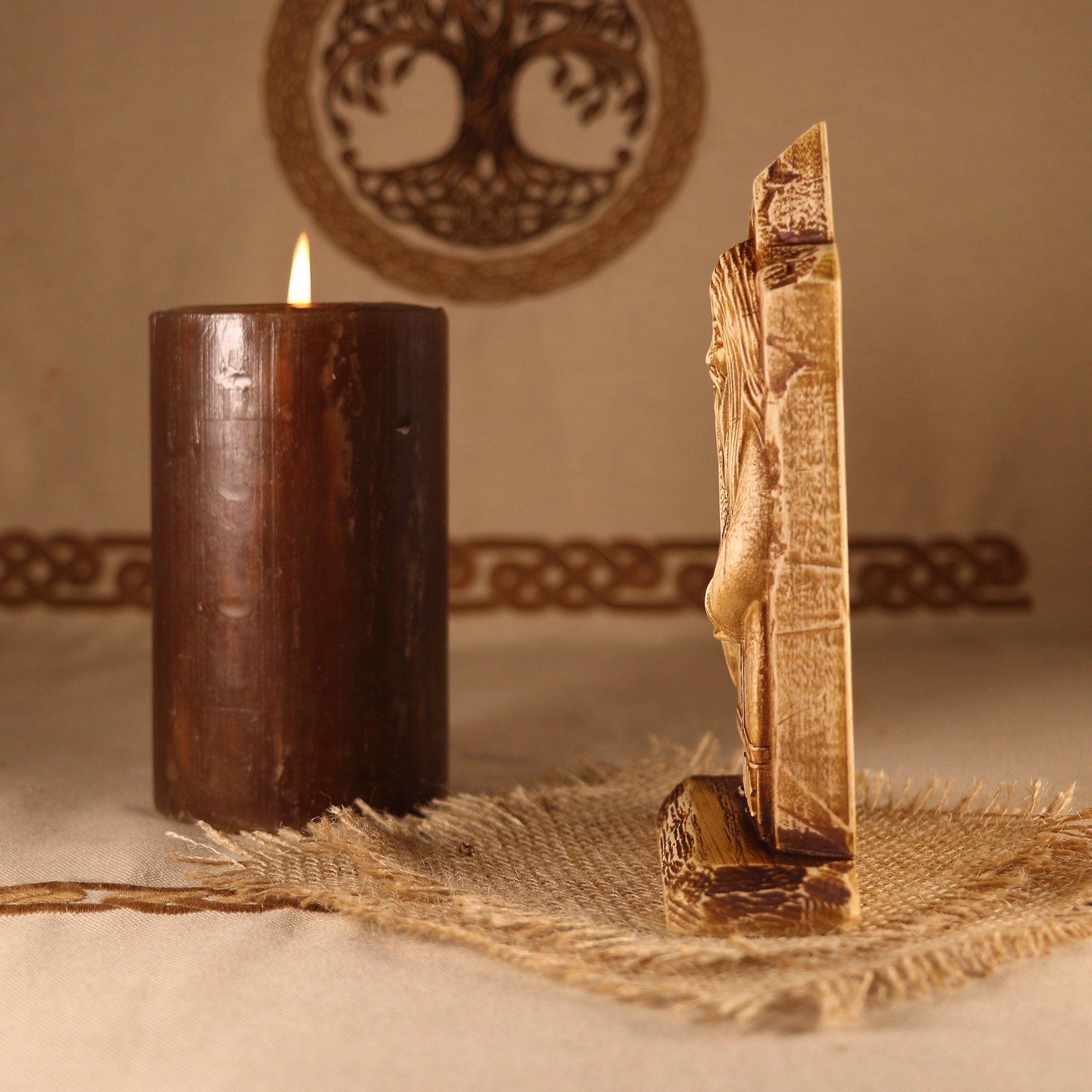 Vidar Wooden Statue Norse Pagan Altar Decor Viking Wood | Etsy