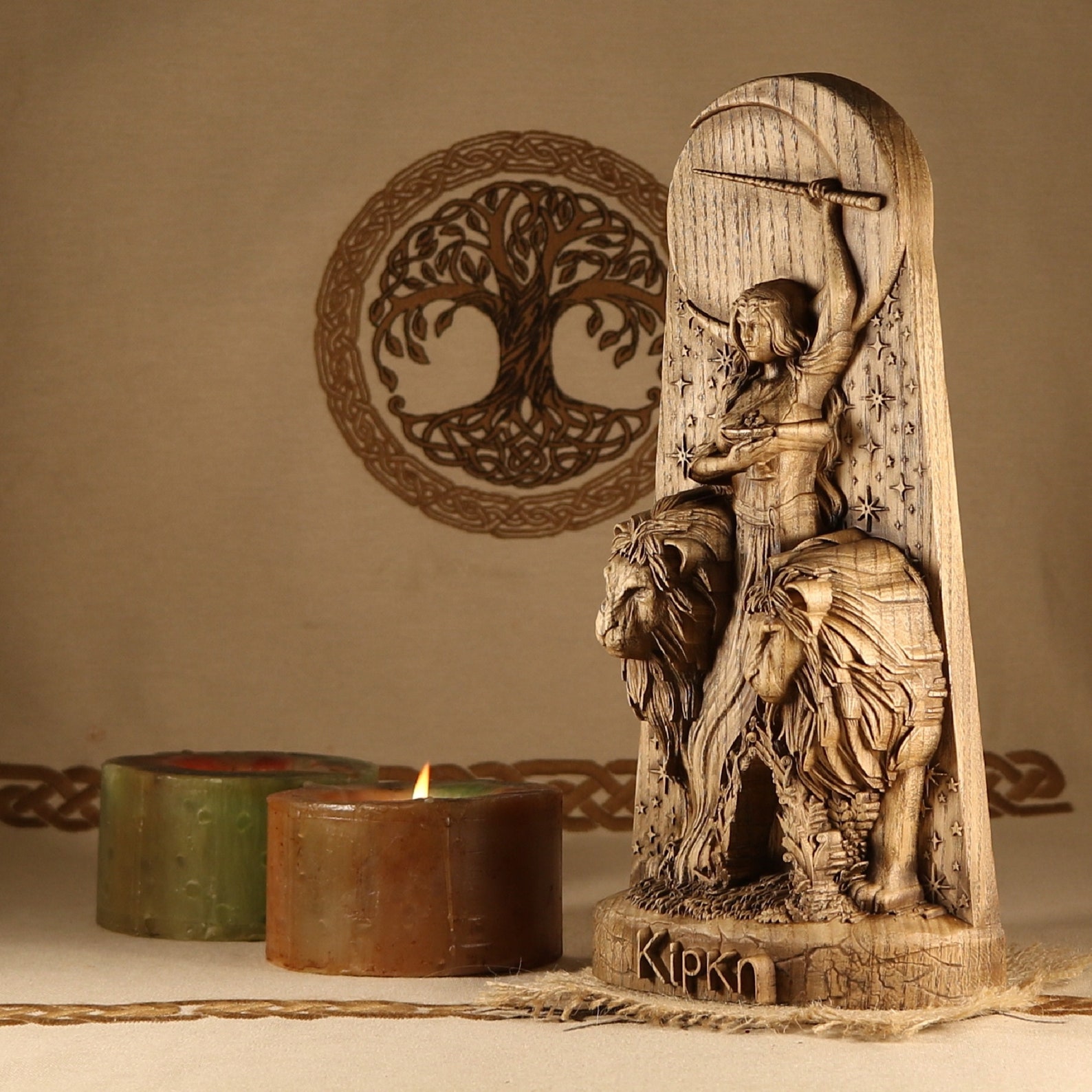 Circe Statue: Wood Carving, Greek Goddess Sculpture, Occult Decor ...