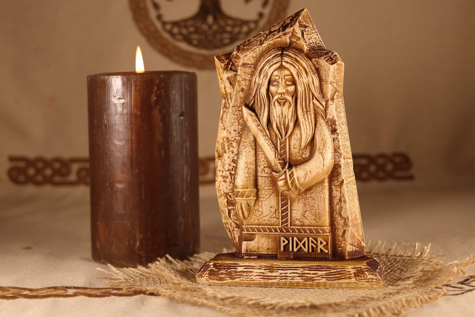 Vidar Wooden Statue Norse Pagan Altar Decor Viking Wood | Etsy