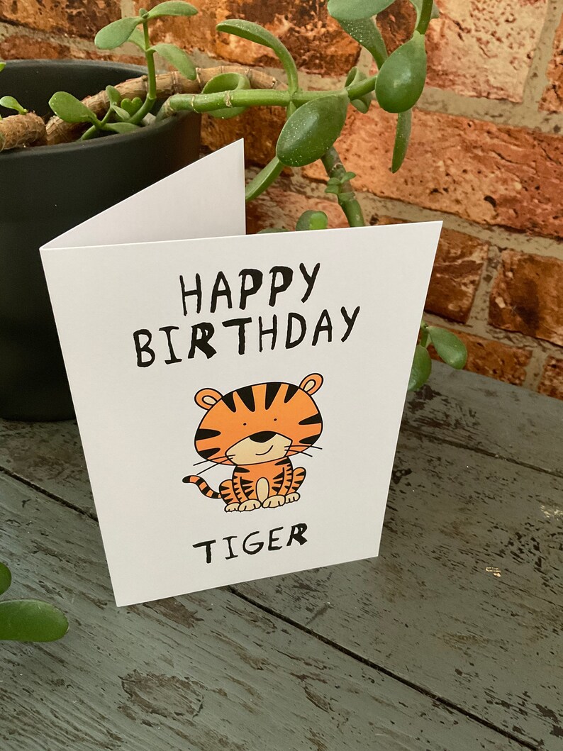 Tiger Birthday Card Tiger Print Tiger Card Personalised | Etsy