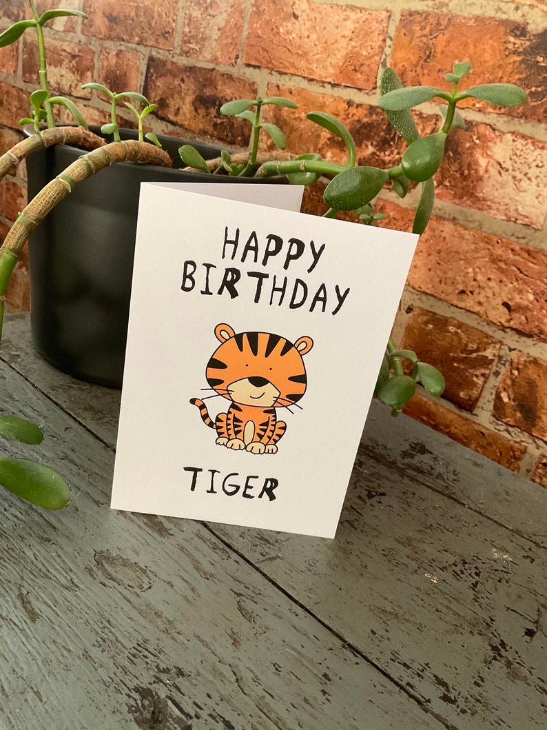 Tiger Birthday Card Tiger Print Tiger Card Personalised | Etsy