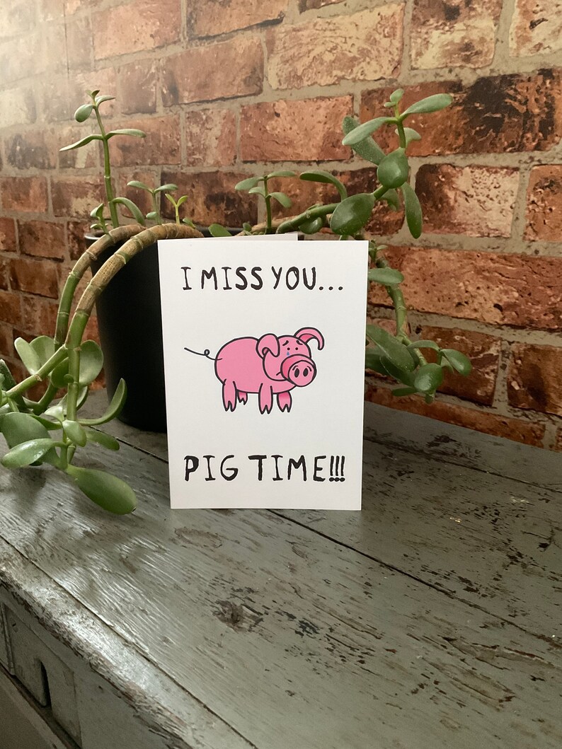 Pig Card M, Pig Miss You Card, Pig Lovers Card, Farm Lovers Card, Gifts ...