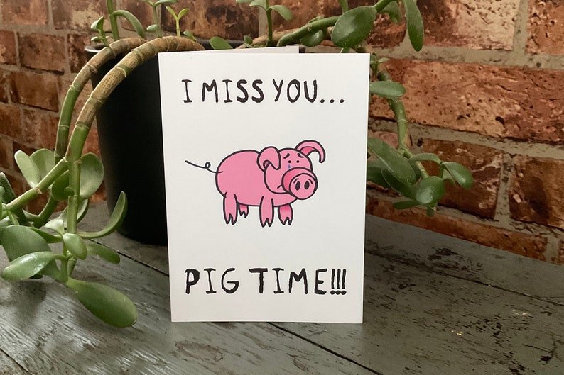 Pig Card M, Pig Miss You Card, Pig Lovers Card, Farm Lovers Card, Gifts ...