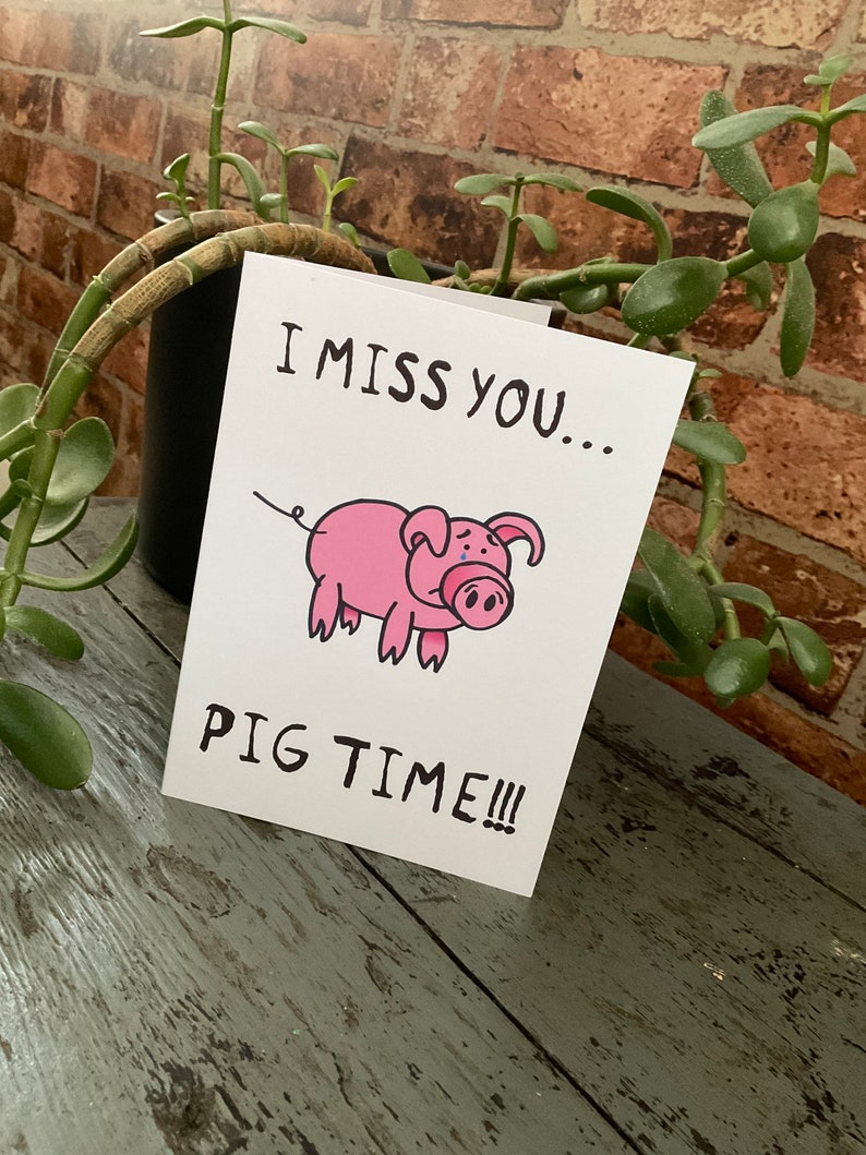Pig Card M, Pig Miss You Card, Pig Lovers Card, Farm Lovers Card, Gifts ...