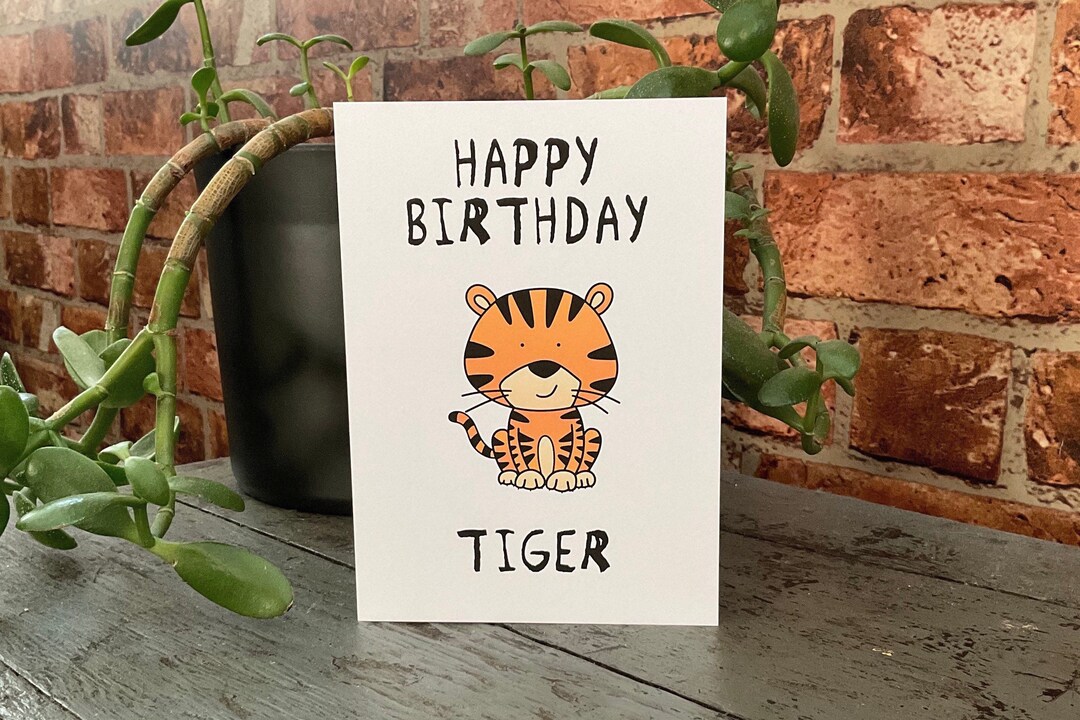 Tiger Birthday Card, Tiger Print, Tiger Card, Personalised Card ...