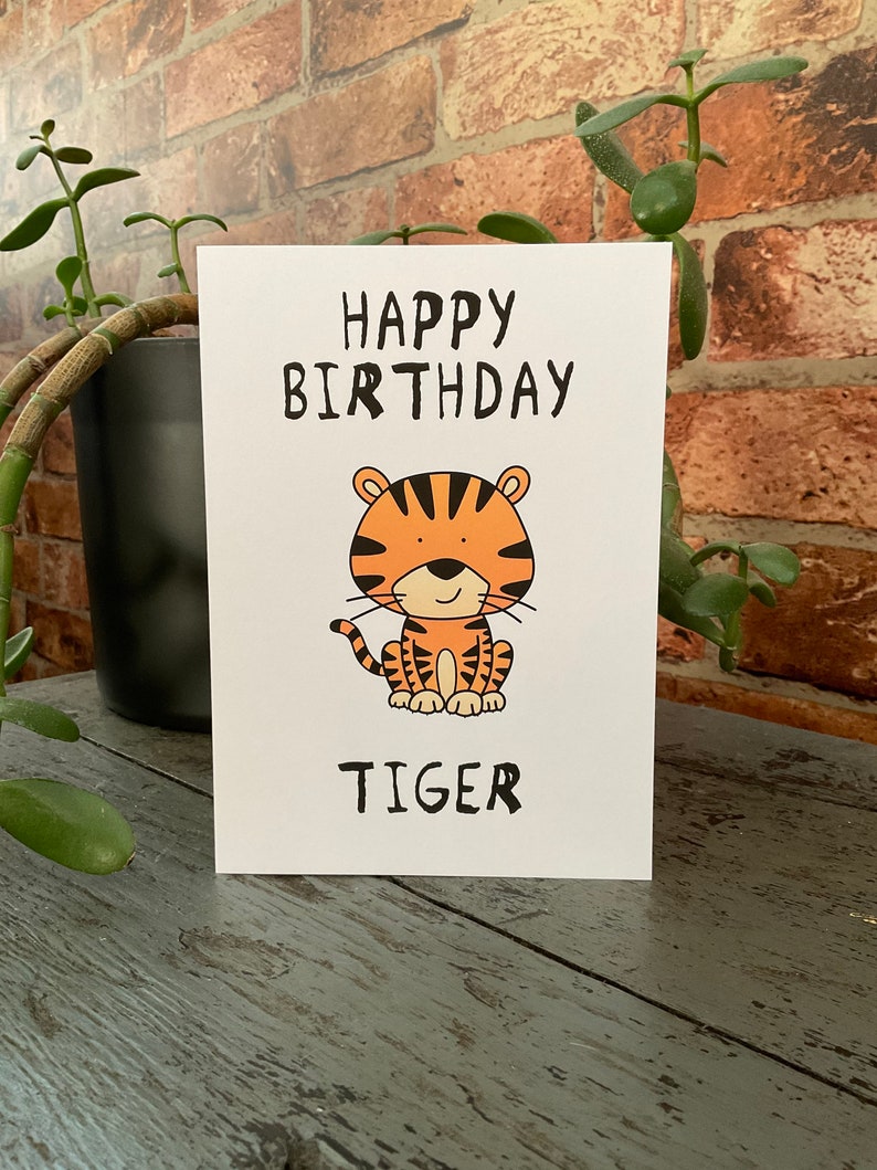 Tiger Birthday Card Tiger Print Tiger Card Personalised - Etsy