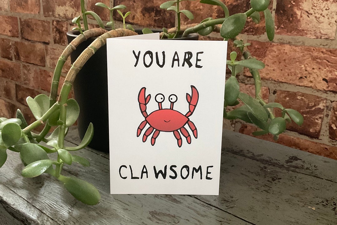 Crab Card, Crab Valentines Card, Crab Lovers Card, Beach Lovers Card ...