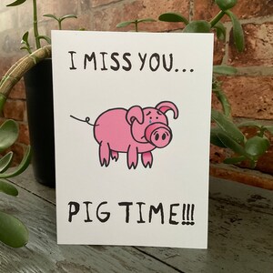 Pig Card M, Pig Miss You Card, Pig Lovers Card, Farm Lovers Card, Gifts ...