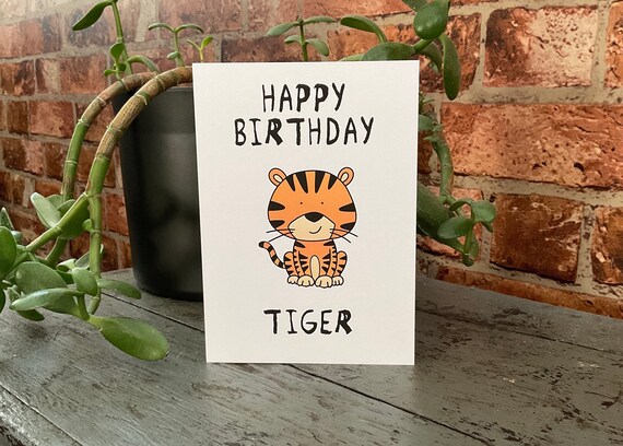 Tiger Birthday Card Tiger Print Tiger Card Personalised | Etsy