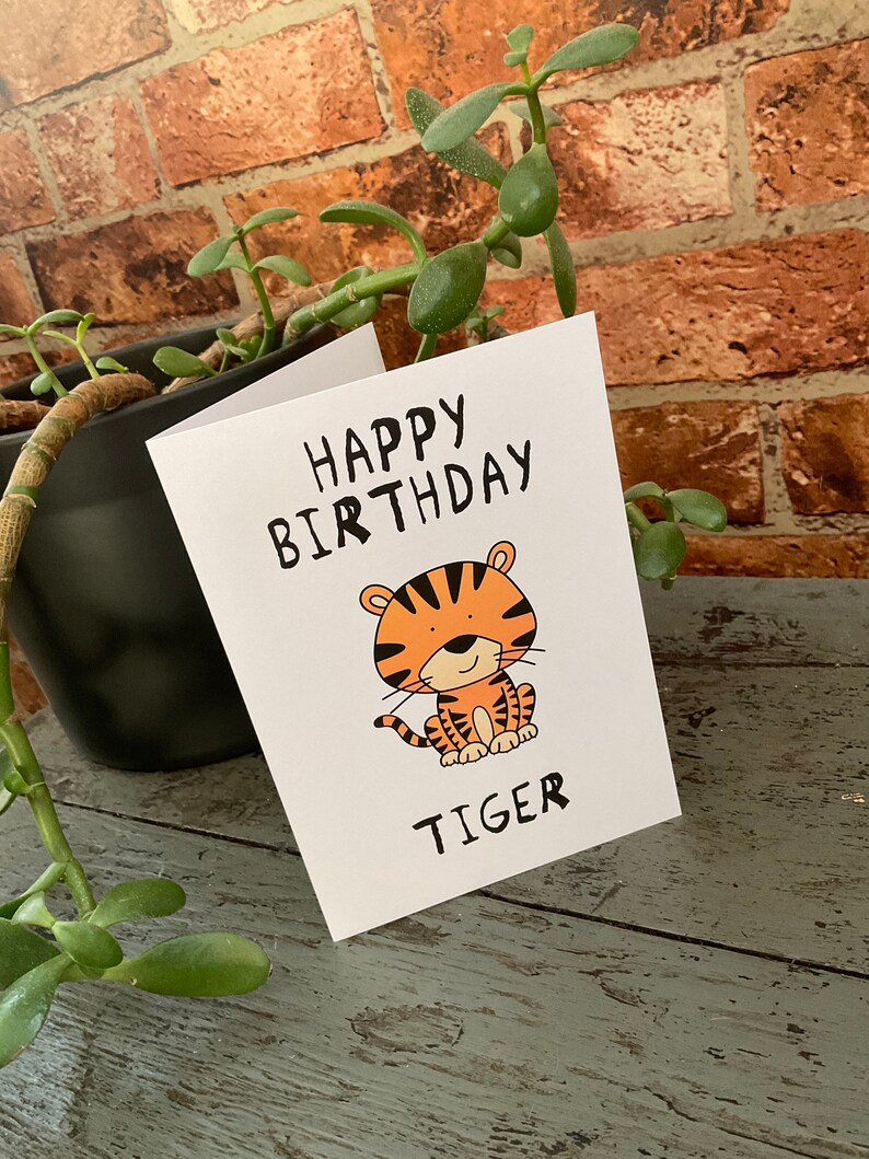 Tiger Birthday Card Tiger Print Tiger Card Personalised | Etsy