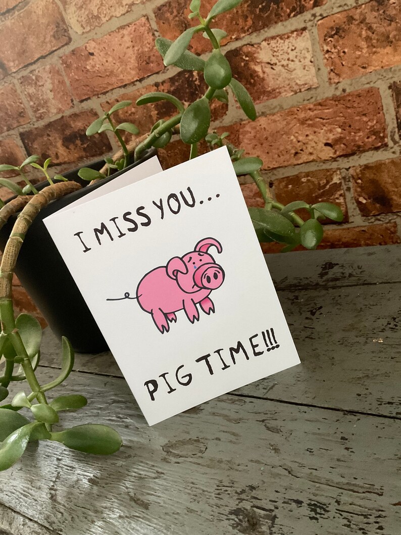 Pig Card M, Pig Miss You Card, Pig Lovers Card, Farm Lovers Card, Gifts ...