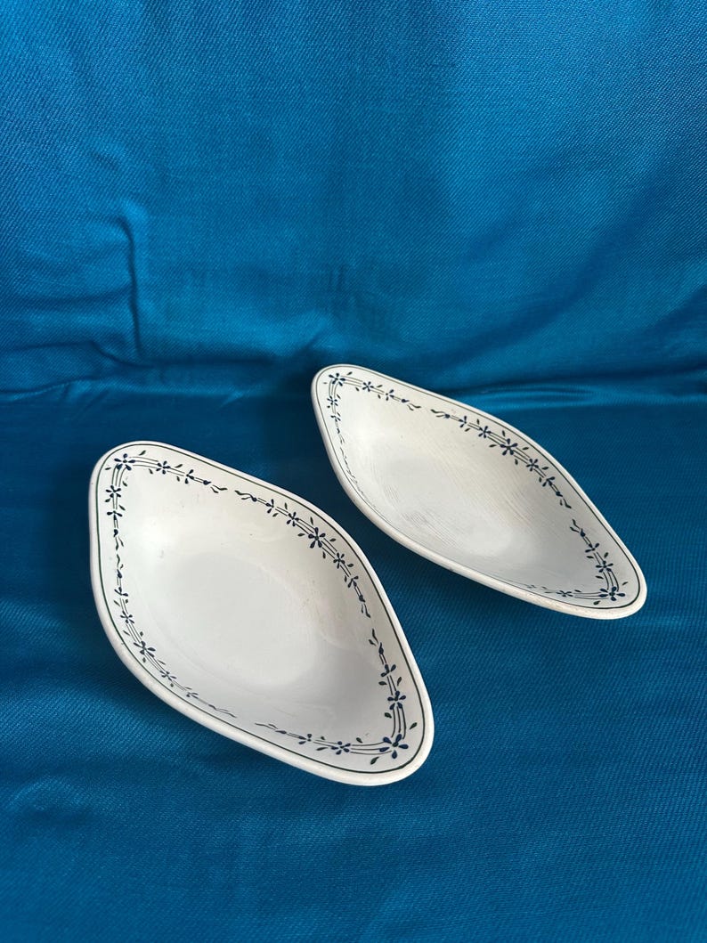 Pair of Beautiful Vintage Ironstone French Hand Painted Dishes Snack ...