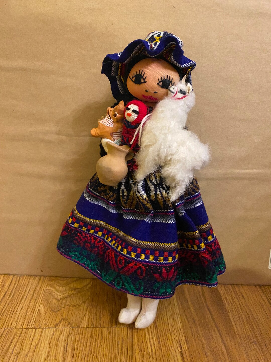 Vintage Handmade Peruvian Doll. Woman Holding Llama. - Etsy