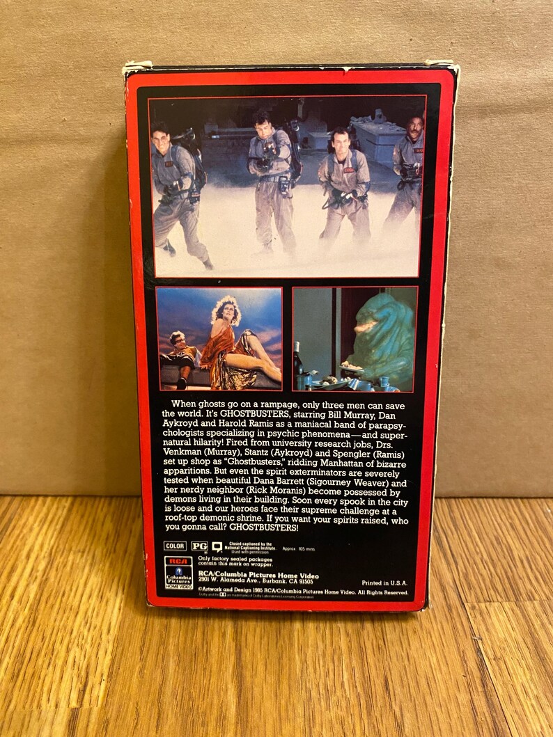 Original Ghostbusters 1985 VHS Tape RCA and Columbia Pictures Red ...