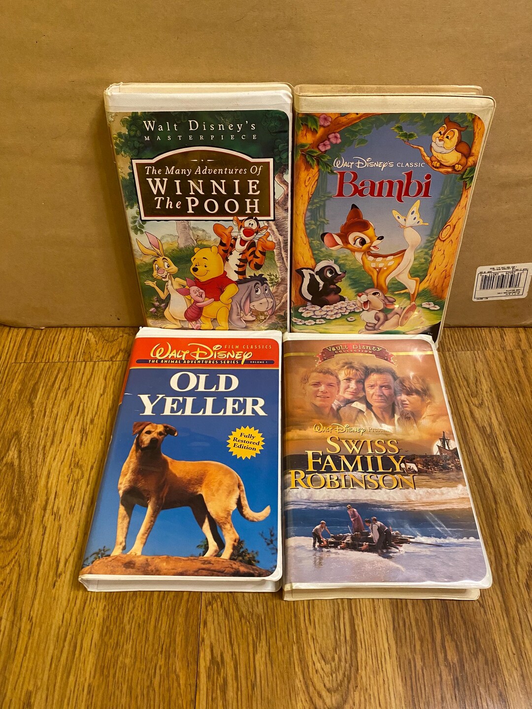 4 Disney VHS Tapes Bundle. Winnie the Pooh, Old Yeller, Swiss Family ...