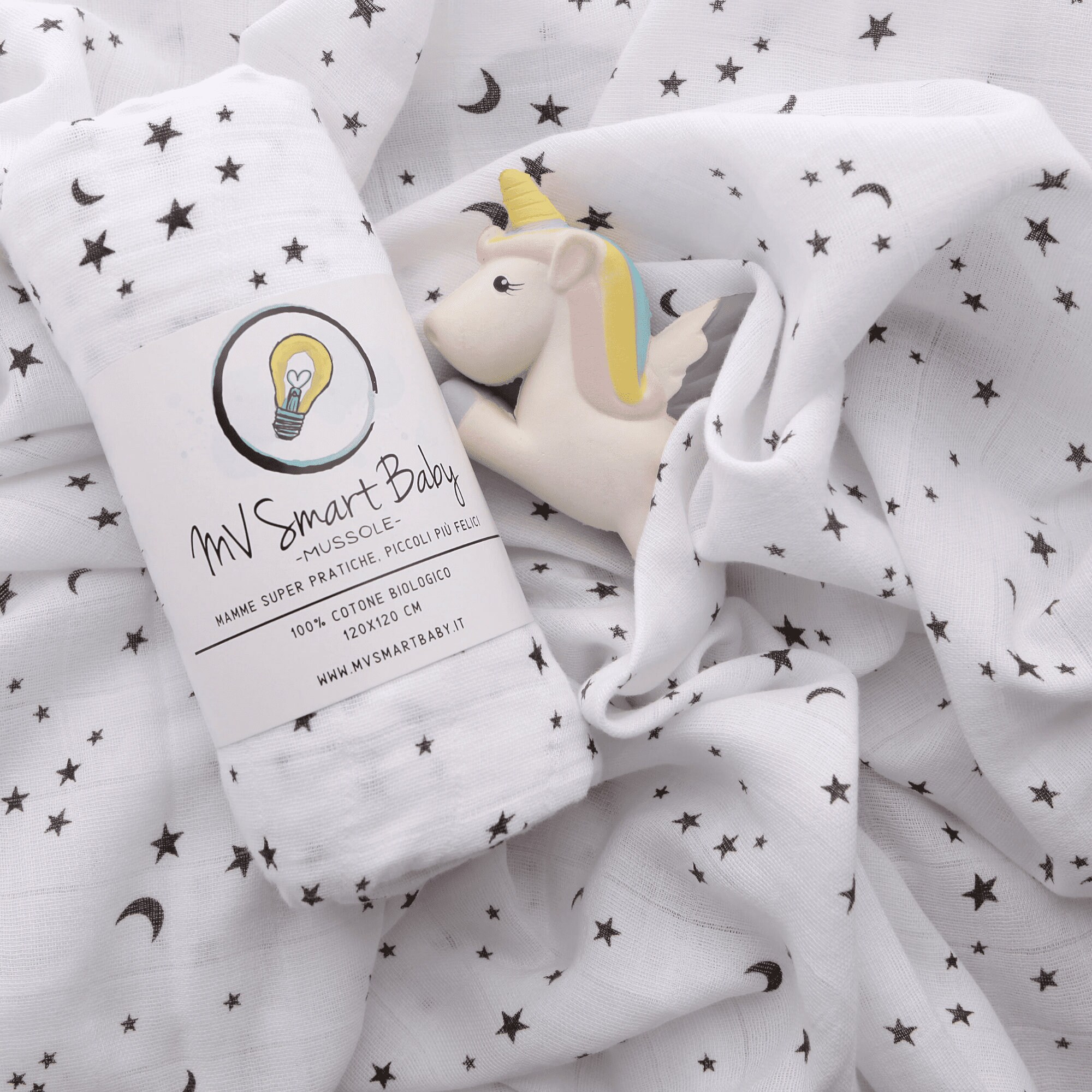 Newborn Muslin Covers, 3 Mussole 100% Organic Cotton, 120 X 120 Cm ...