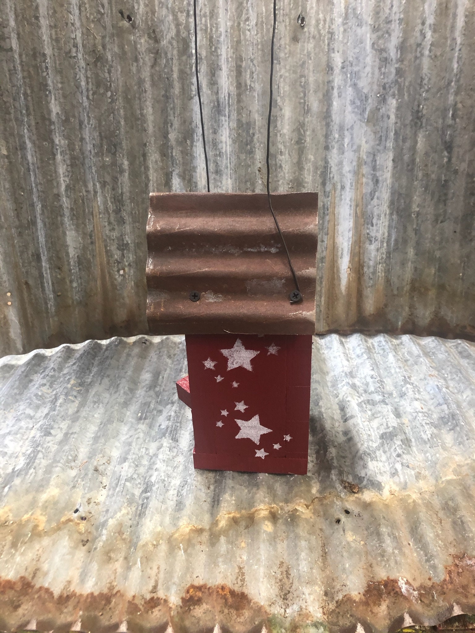 Patriotic Rustic Cedar Birdhouse - Etsy