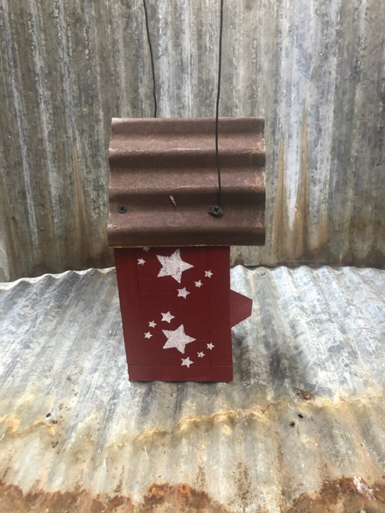 Patriotic Rustic Cedar Birdhouse - Etsy