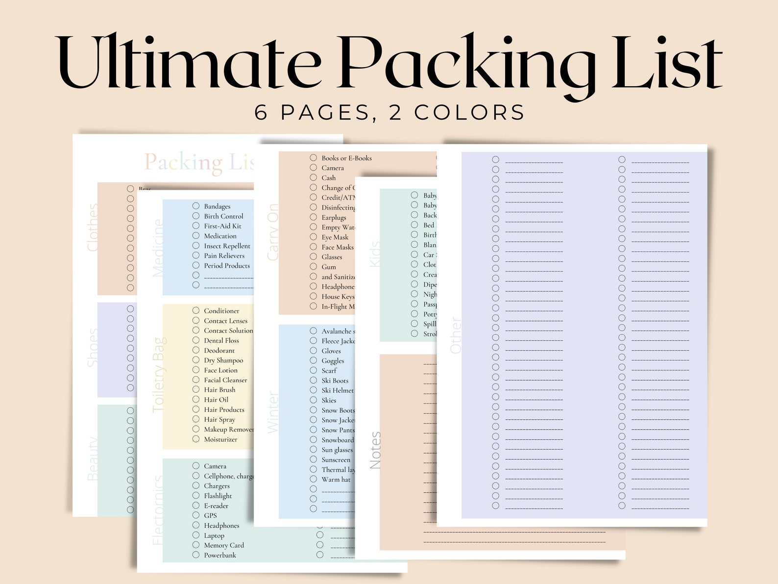 Printable Packing Planner List Planner, Ultimate Packing List PDF ...