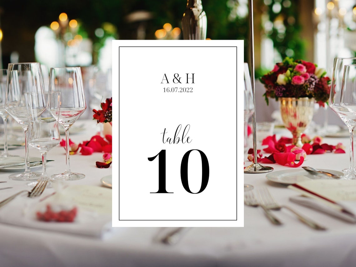 Modern Table Numbers, Canva Template, Wedding Template, Reception Table ...