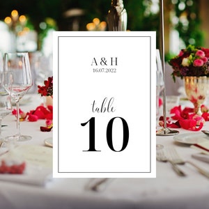 Modern Table Numbers, Canva Template, Wedding Template, Reception Table ...