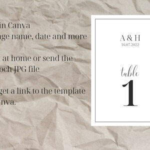 Modern Table Numbers, Canva Template, Wedding Template, Reception Table ...