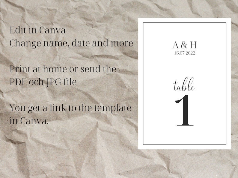 Modern Table Numbers, Canva Template, Wedding Template, Reception Table ...