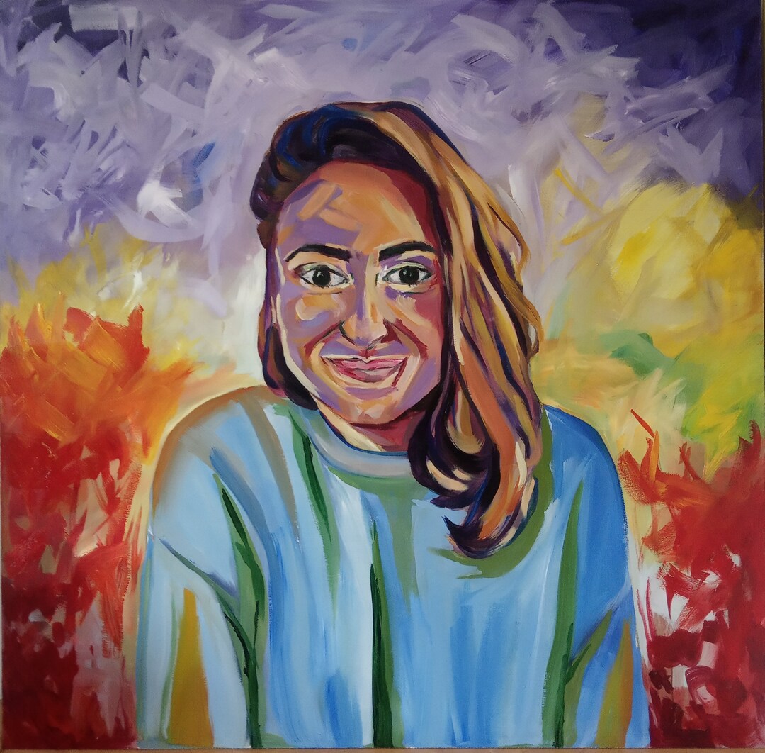 Oil Painting on Board. Colorful Impressionist Portrait. Decoration ...