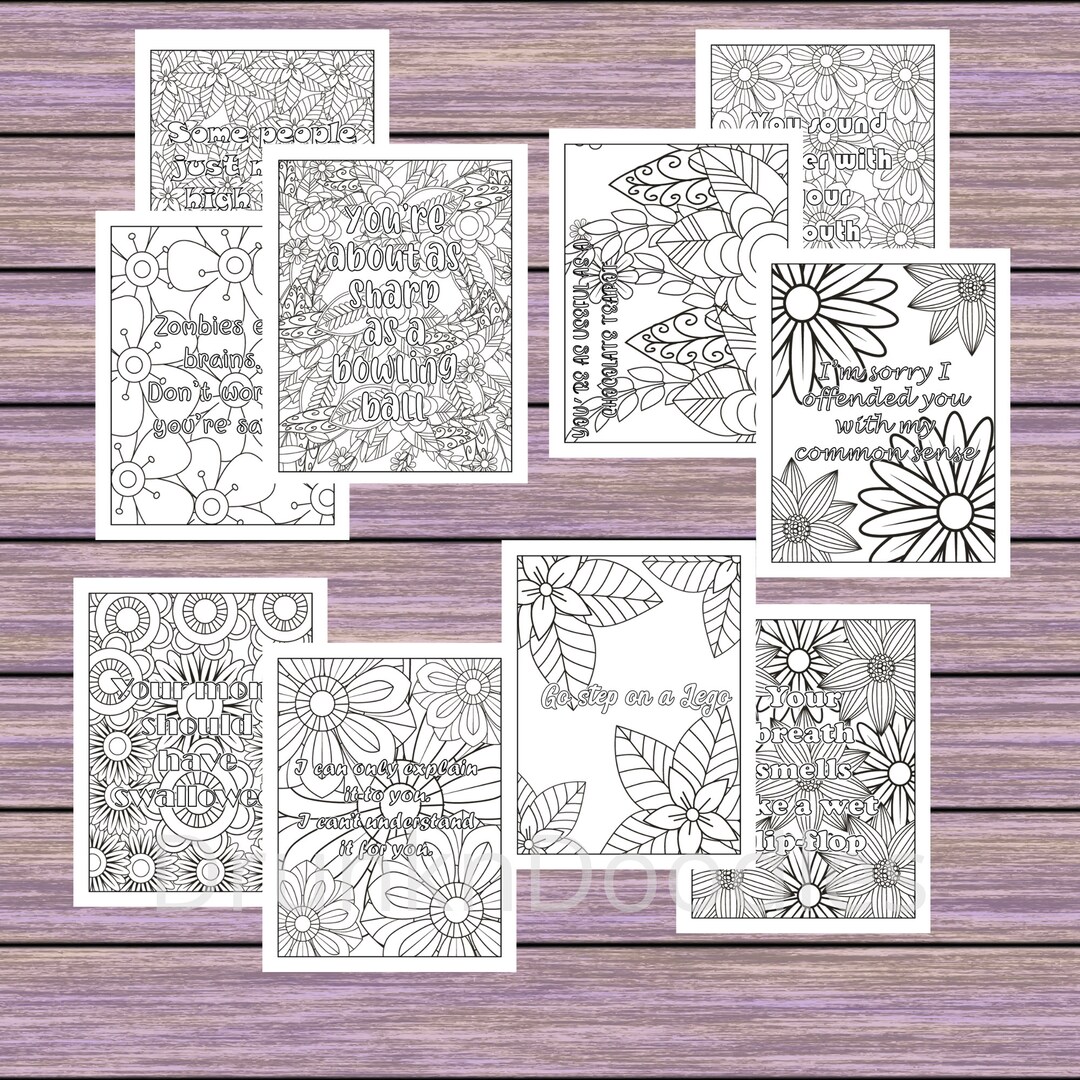 ADULT Coloring Page 10 Pack Snarky Quotes & Sayings - Etsy