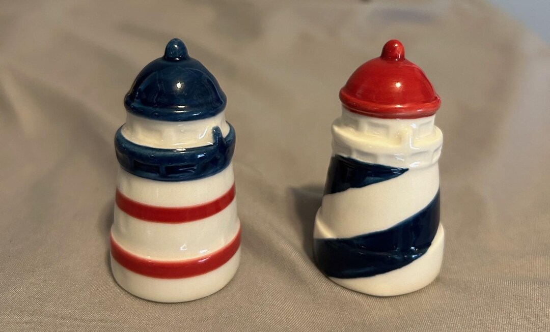 Mini Lighthouse Salt and Pepper Shakers - Etsy