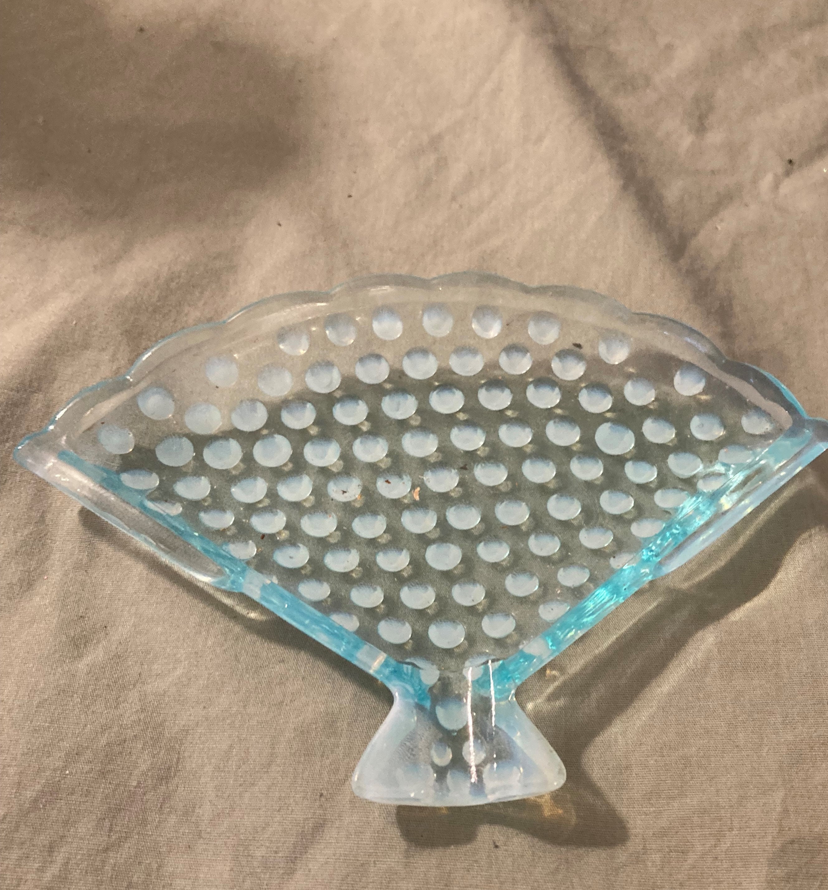 Hobnail Blue Fan Shaped Ashtray/trinket Dish - Etsy