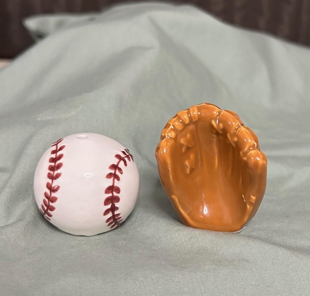 Mini Baseball and Glove Salt and Pepper Shakers - Etsy