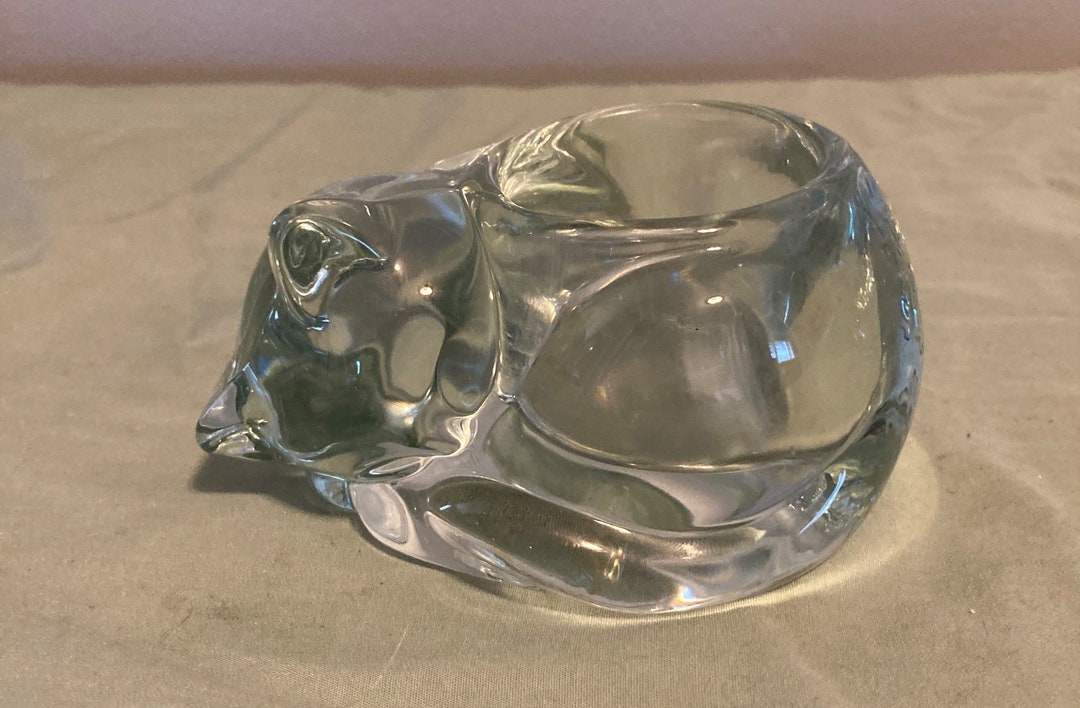 Indiana Glass Sleeping Cat Candle Holder - Etsy